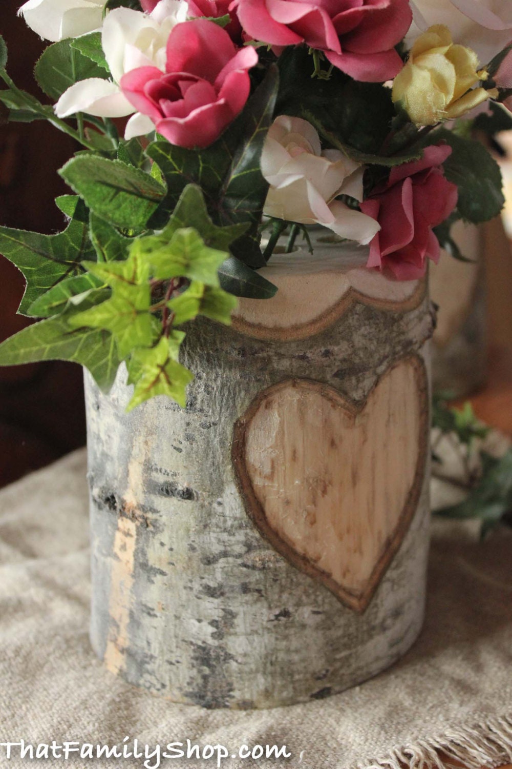 Custom Personalized Rustic Wedding Log Flower Pot Vase With - Etsy