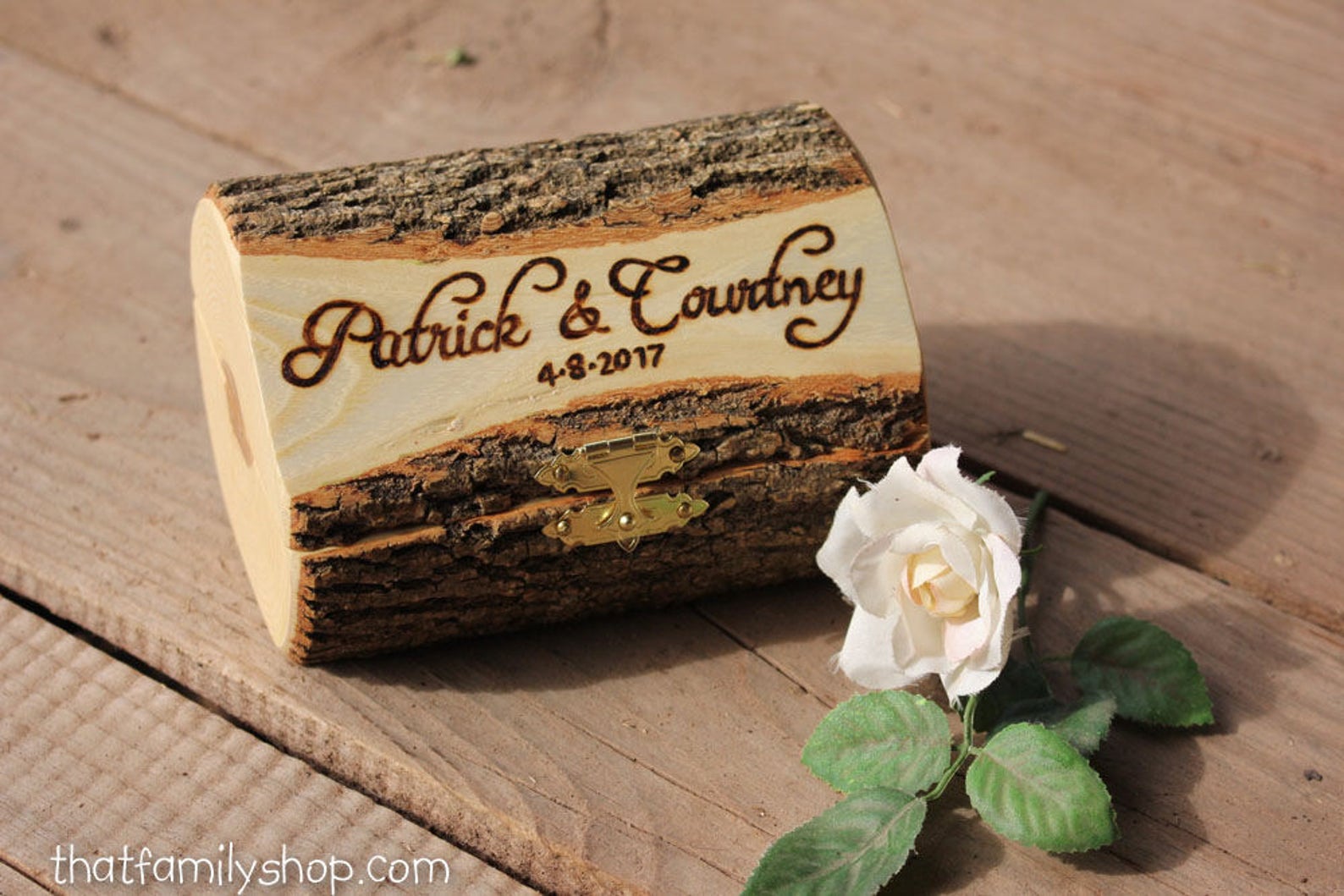 Hinged-top Log Box With Personalization Perfect for Ring - Etsy