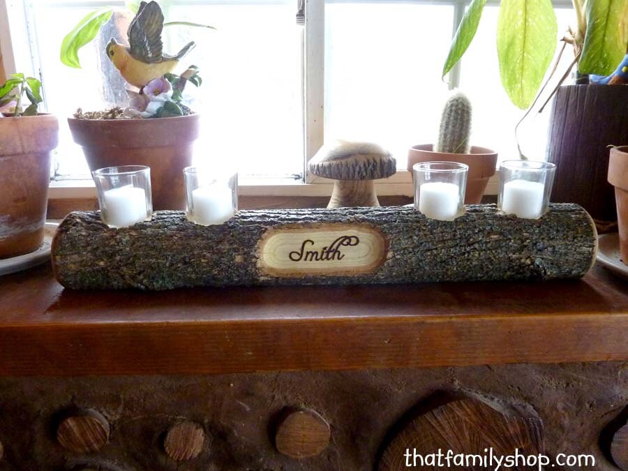 Christmas Yule Log Family Name Log Mantel Decor Rustic Custom ...