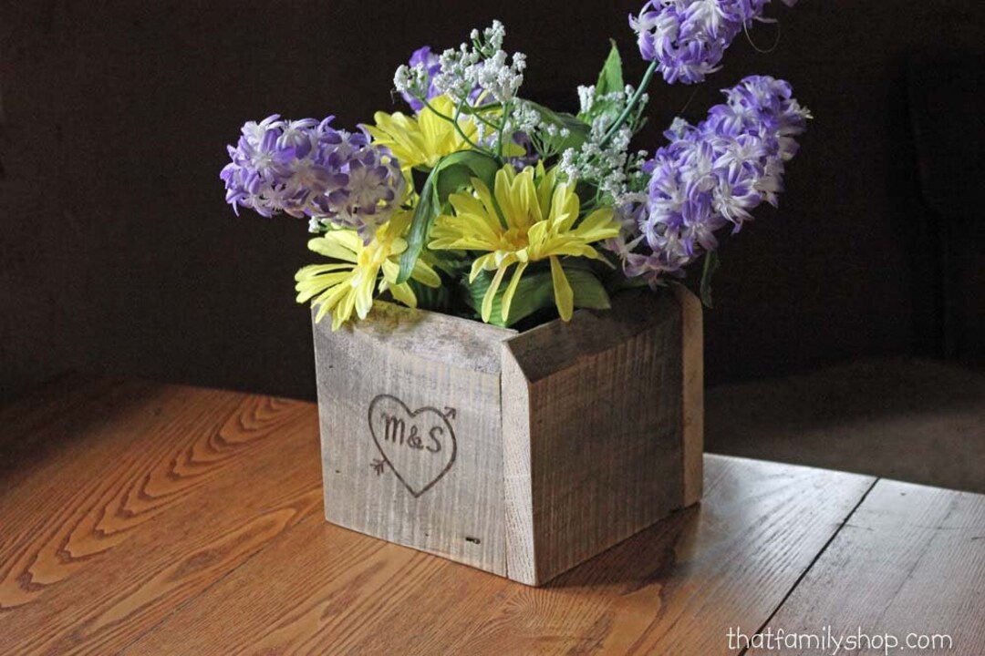 Personalized Rustic Barnwood Boxes, Table Centerpiece Decor, Pallet Box ...