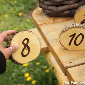 Rustic Wedding Burned Log Table Numbers Number Wood Centerpiece Bark ...