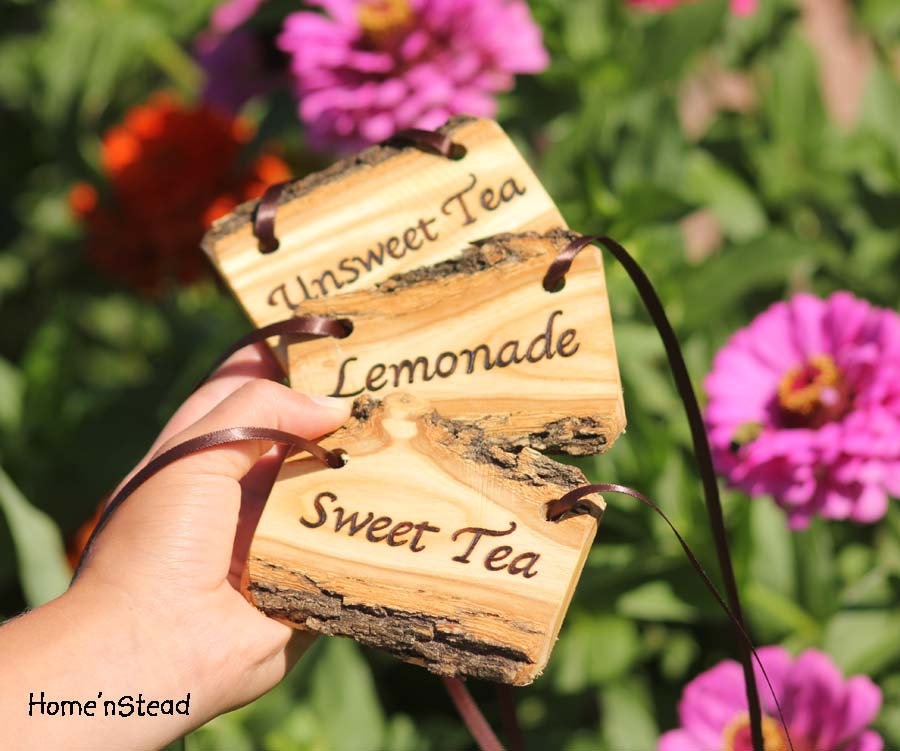 Drink Tags Set of 3 Rustic Drink Dispenser Labels Sweet | Etsy