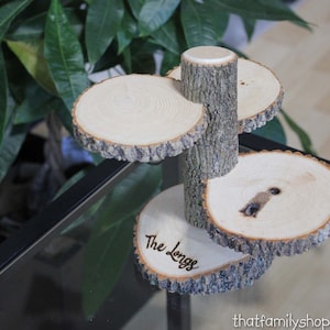 Personalized Rustic 3-tiered Stand With Engraved / Customizable Base ...