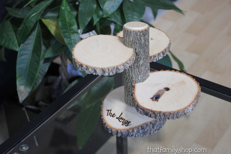 Personalized Rustic 3-tiered Stand With Engraved / - Etsy