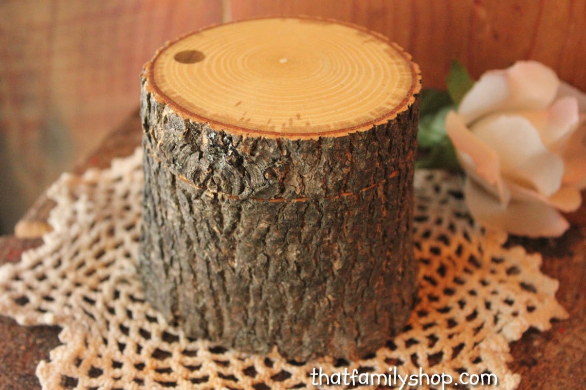 Swivel-top Rustic Log Jewelry Ring Box With Flocked Felt - Etsy