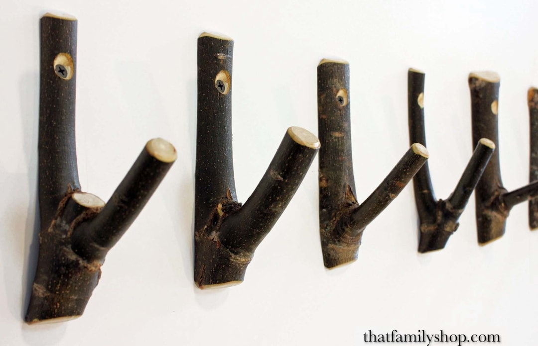 Tree Branch Coat Hooks Rustic Wall Hangers Natural Hall Entryway Coat ...