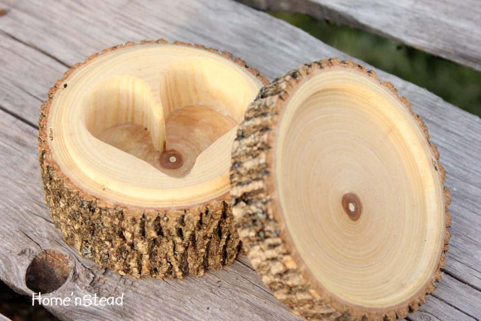 Natural Log Jewelry Organizer Box Rustic Heart-shaped Display - Etsy