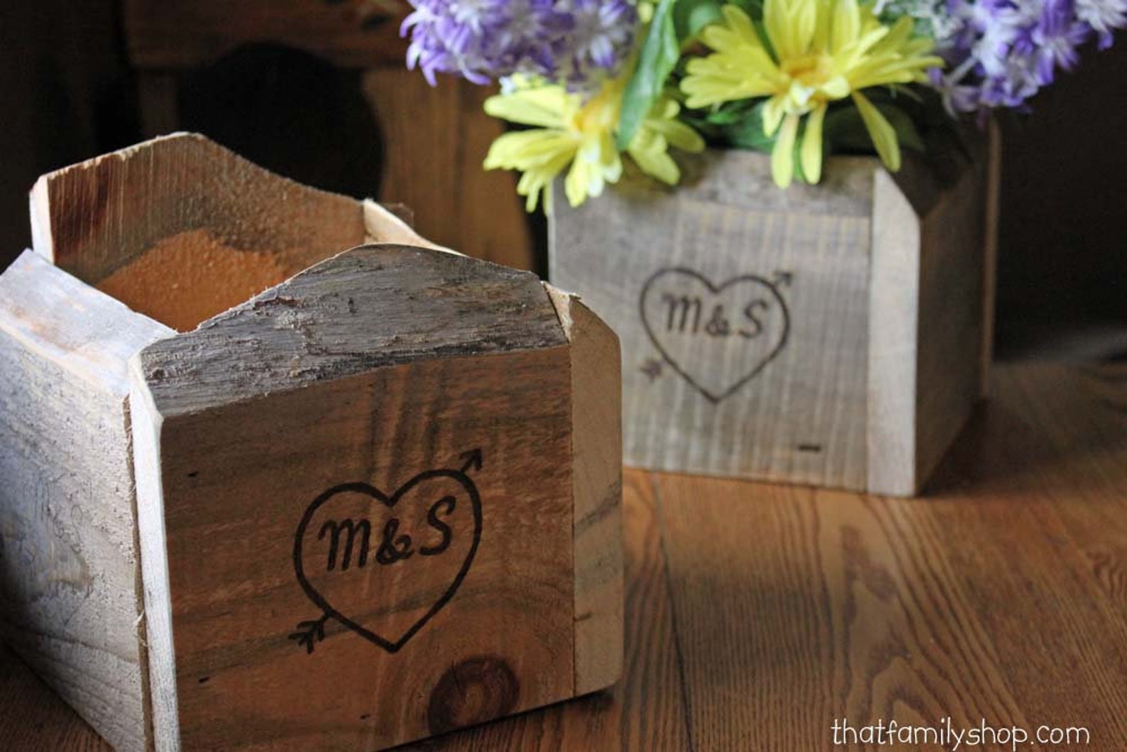 Personalized Rustic Barnwood Boxes Table Centerpiece Decor | Etsy