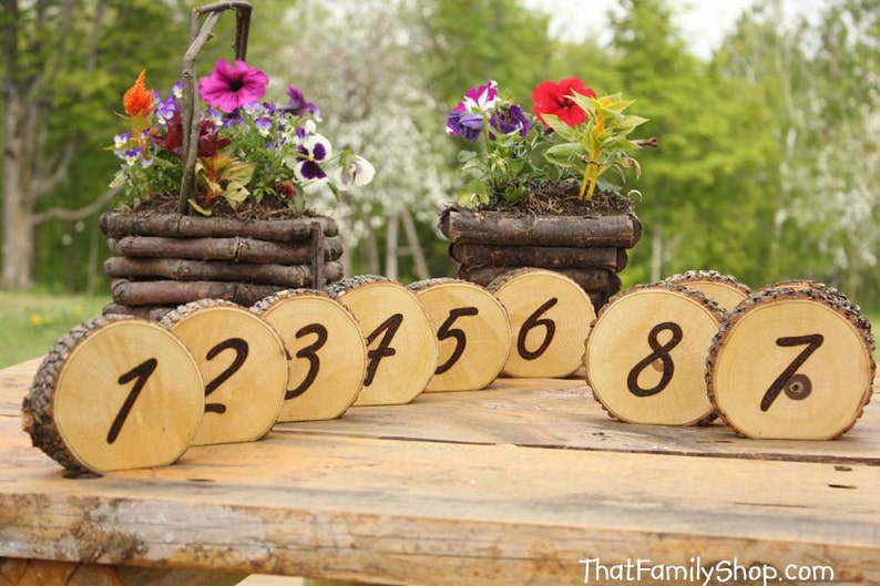 Rustic Wedding Burned Log Table Numbers Number Wood - Etsy