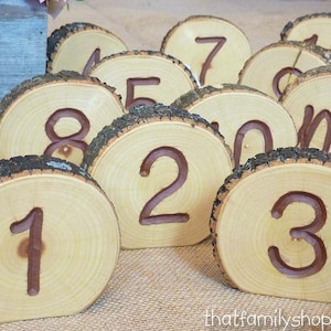 Rustic Wedding Table Numbers Log Slice Table Number, Rustic Wood Bark ...