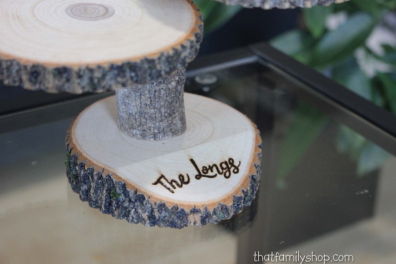 Custom Name Engraved Display Stand, Tiered Log Stand Personalized ...