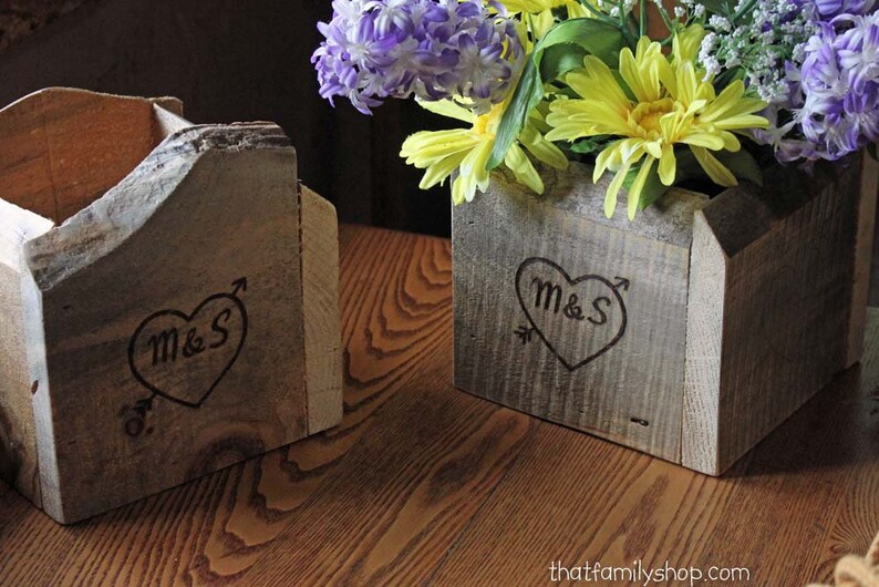 Personalized Rustic Barnwood Boxes Table Centerpiece Decor - Etsy