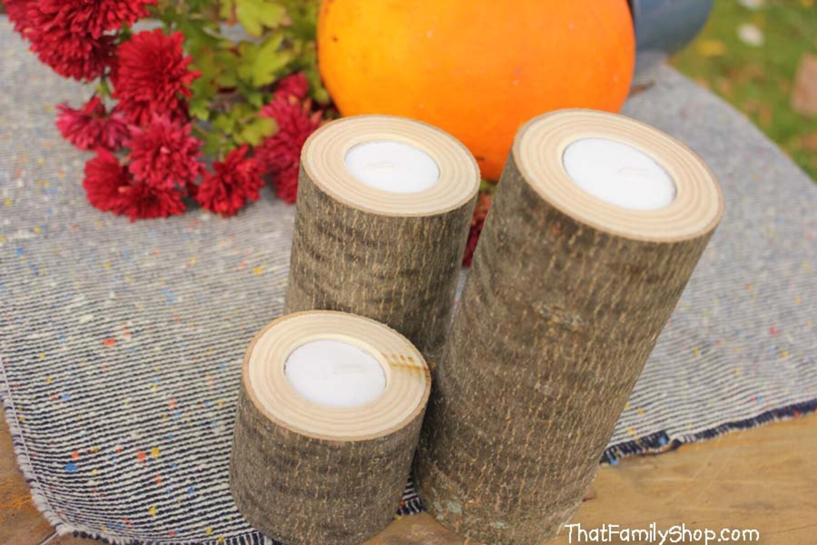 Log Candles Rustic Wedding / Cabin Decor Table Center Piece Primitive ...