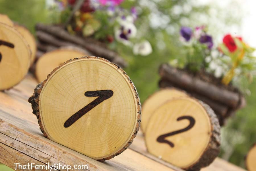 Rustic Wedding Burned Log Table Numbers Number Wood Centerpiece Bark ...
