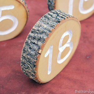 Log Cookie Table Number, Rustic Bark Wooden Table Numbers, Rustic ...
