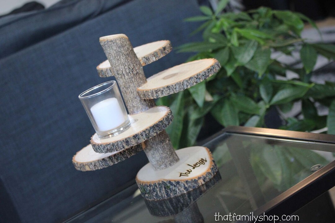 Custom Name Engraved Display Stand, Tiered Log Stand Personalized ...