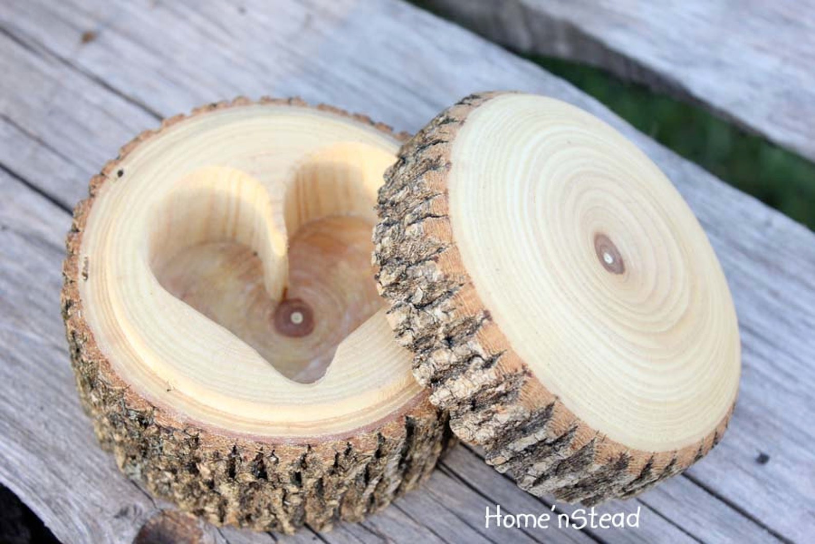 Natural Log Jewelry Organizer Box Rustic Heart-shaped Display - Etsy