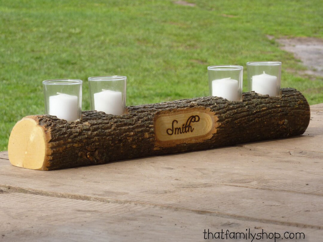 Christmas Yule Log Family Name Log Mantel Decor Rustic Custom ...