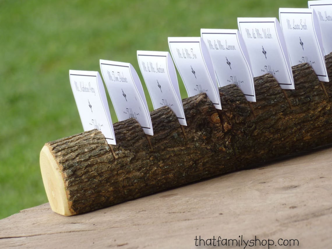 Log Placecard Card Holder Table Setting Rustic Wedding Display - Etsy