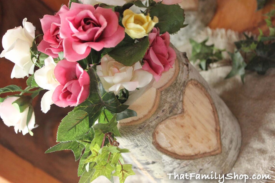 Custom Personalized Rustic Wedding Log Flower Pot Vase With - Etsy