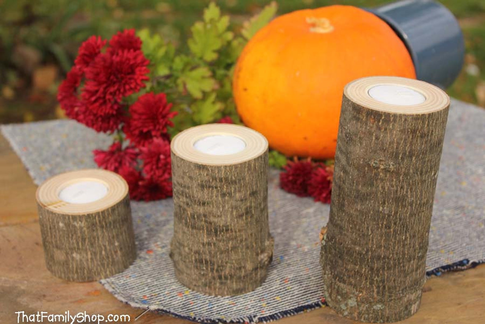 Log Candles Rustic Wedding / Cabin Decor Table Center Piece Primitive ...