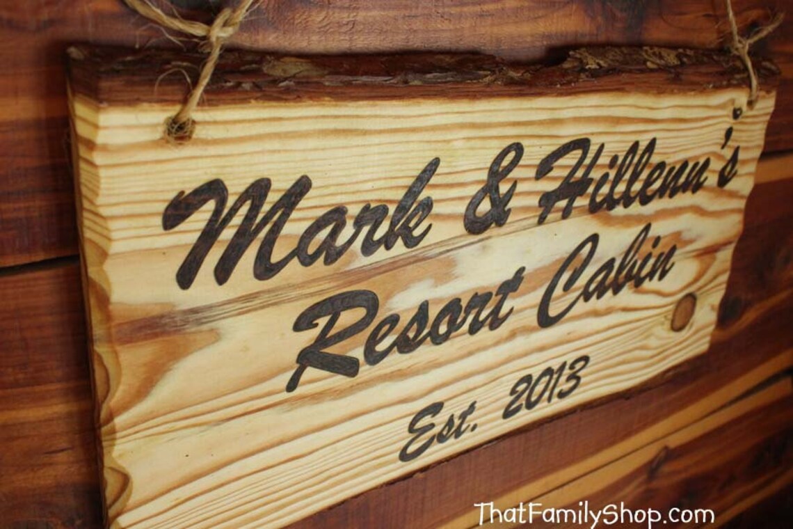 Custom Woodburned Sign Rustic Plaque Names Sign Cabin Decor - Etsy