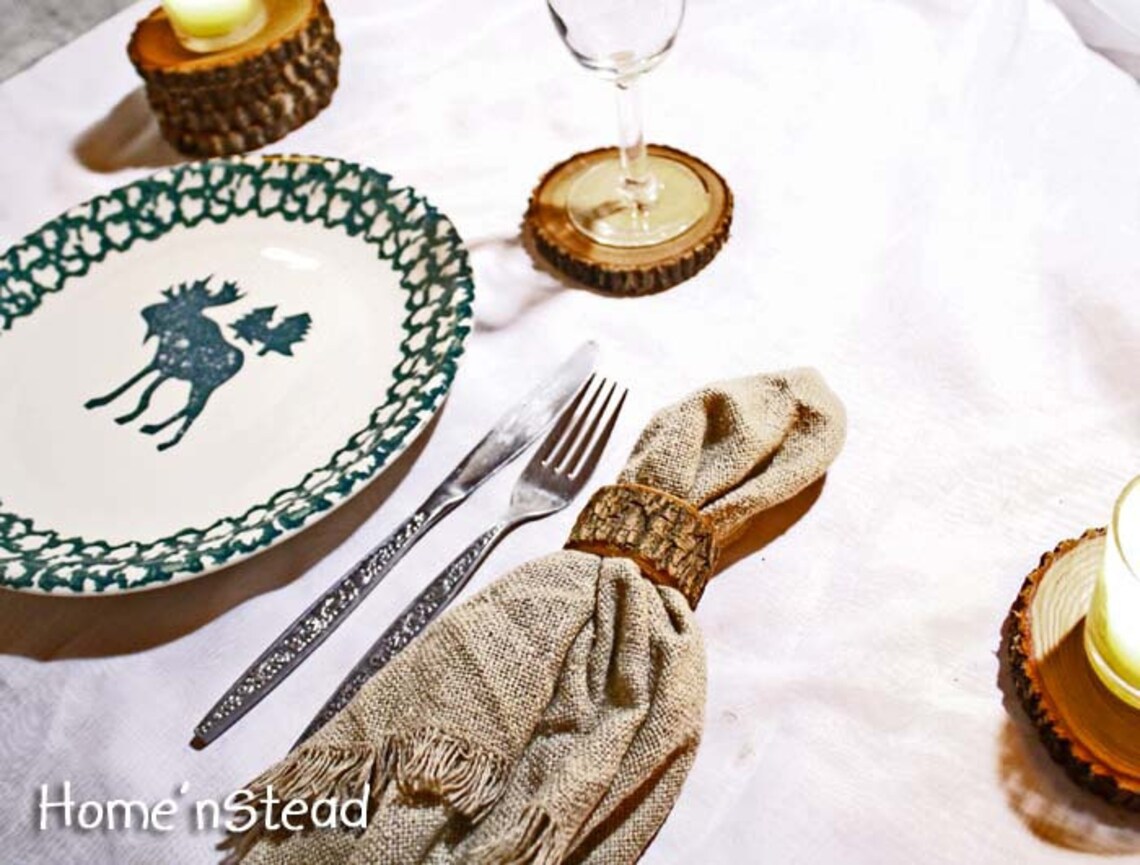 Rustic Napkin Rings 6 Pcs Holders Reception Dinner Decor Log - Etsy