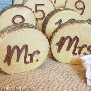 Rustic Wedding Table Numbers Log Slice Table Number, Rustic Wood Bark ...