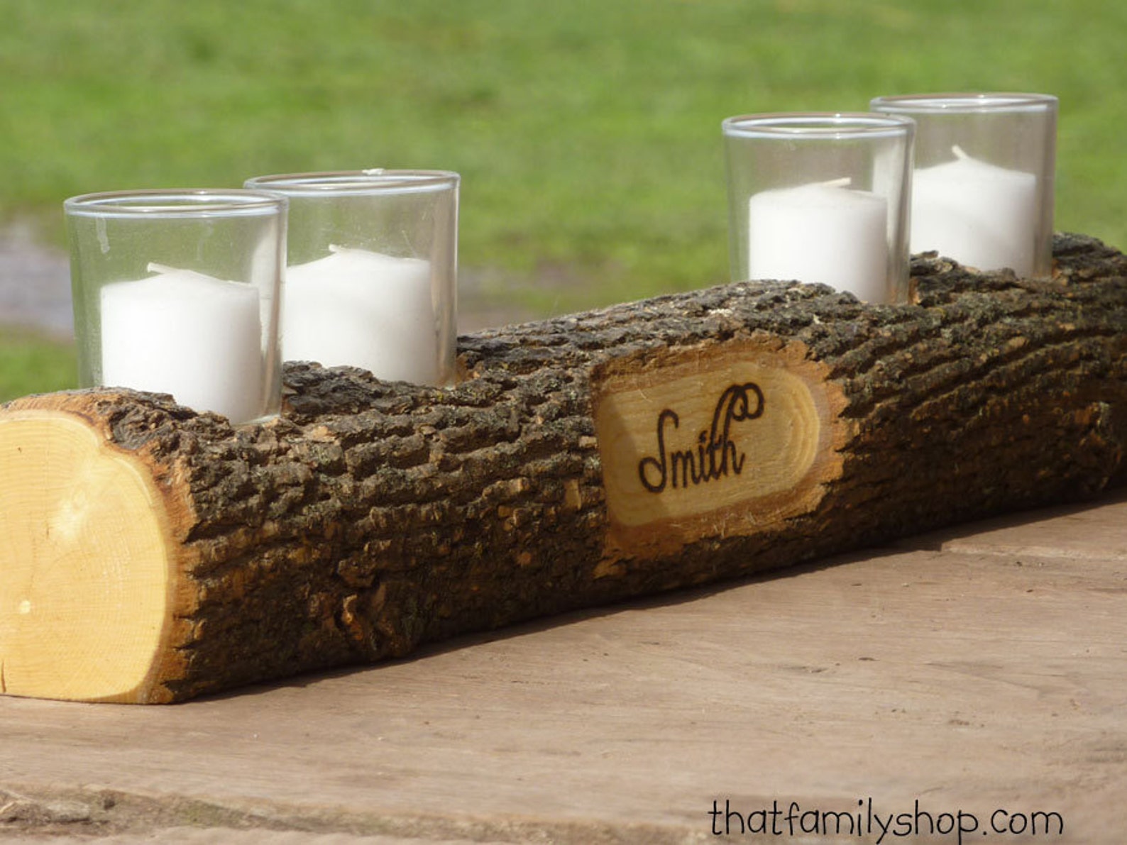 Christmas Yule Log Family Name Log Mantel Decor Rustic Custom ...