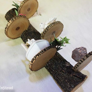 5-tiered Display Stand, Log Trophy Shelf Trinket Tray Rustic Home Wall ...