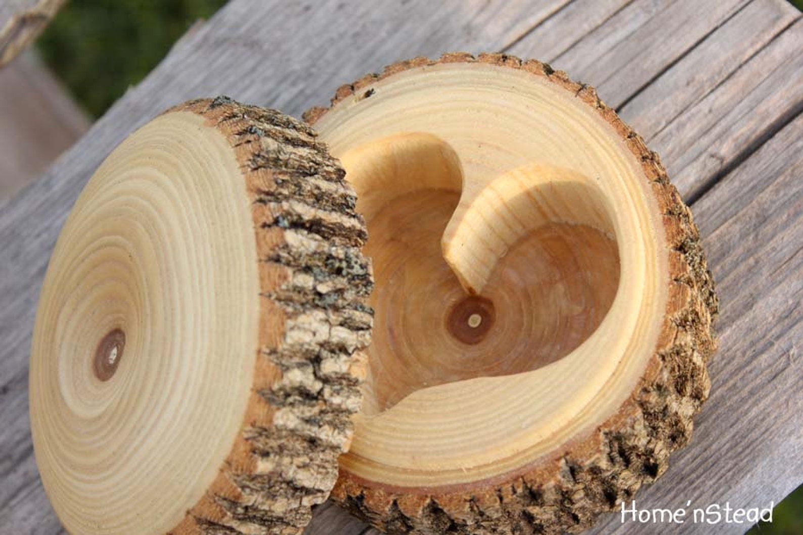 Natural Log Jewelry Organizer Box Rustic Heart-shaped Display - Etsy