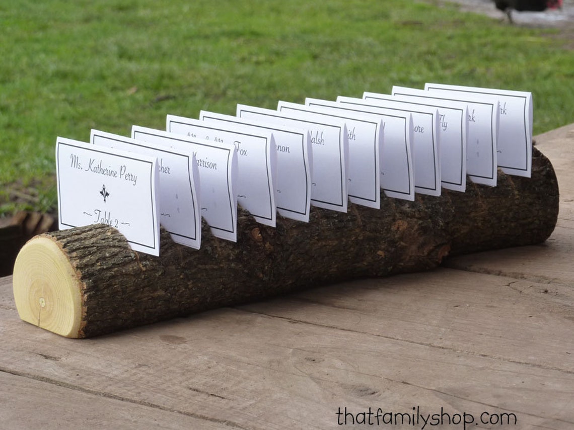 Log Placecard Card Holder Table Setting Rustic Wedding Display - Etsy