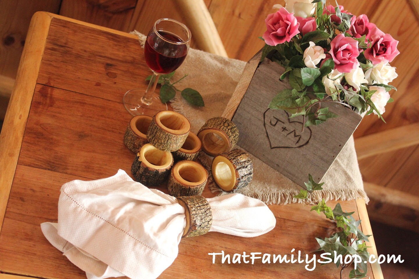 Real Log Napkin Rings (8 Pcs) Holders Wedding Decor Home Kitchen Party ...