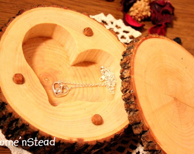 Rustic Log Heart Jewelry Box Natural Bark Personalized Custom - Etsy