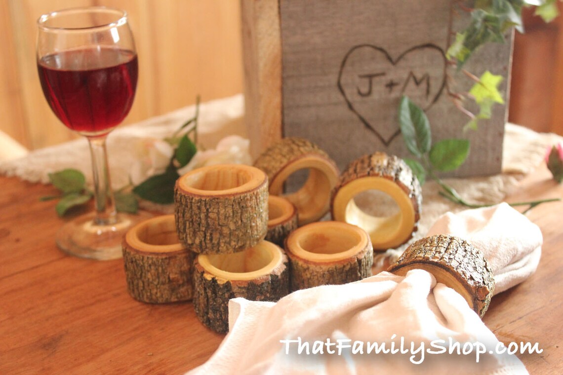 Real Log Napkin Rings (8 Pcs) Holders Wedding Decor Home Kitchen Party ...