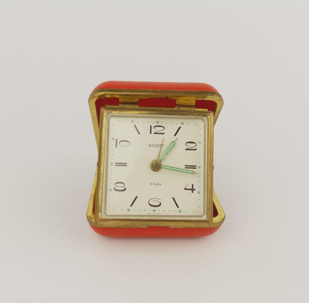 Vintage 1960s Travel SALVEST German Alarm Clock Retro Old Desk Table ...