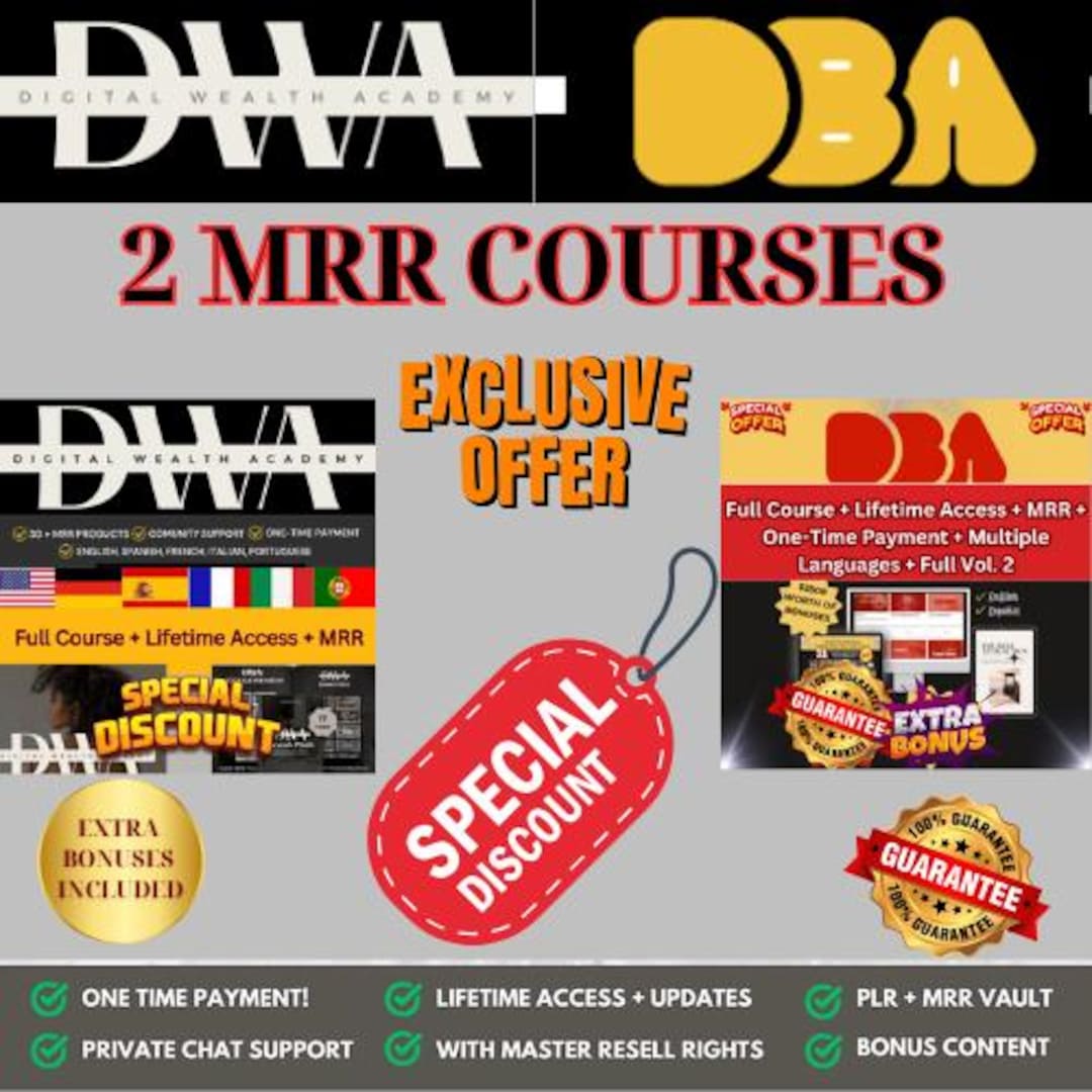 DWA and DBA. 2 MRR Full Course Bundle. Digital Wealth Academy and Digital Boss Academy With Full ...