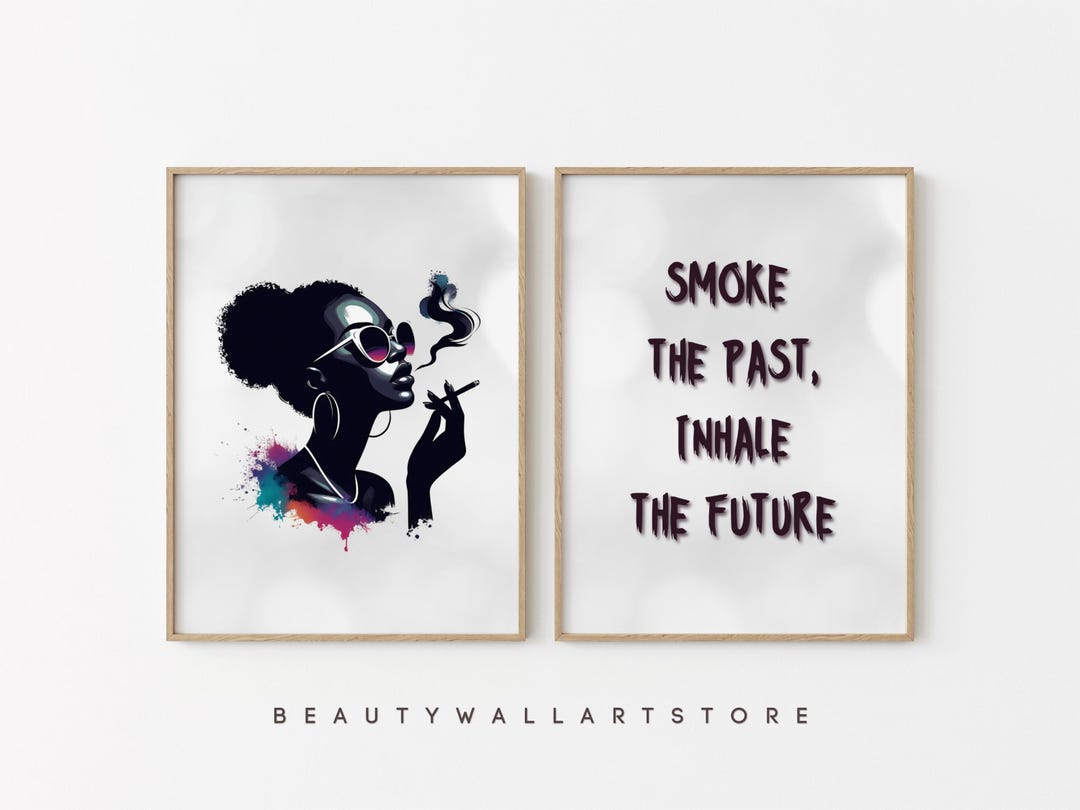 Set of 2 Black Woman Affirmations Wall Art, Black Woman Motivational ...