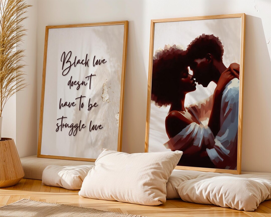 Black Couple Wall Art Prints, Printable Black Love Wall Art Set of 2 Digital Download, African ...