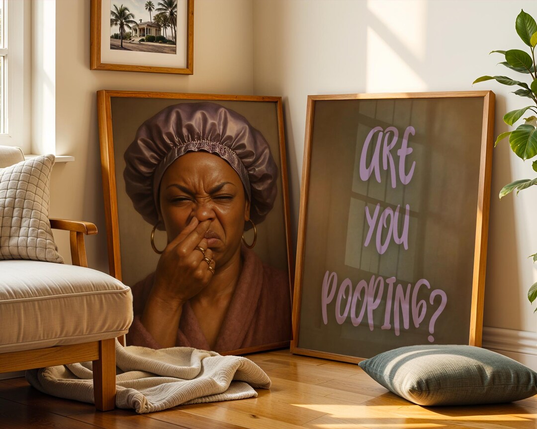 Black Girl Wall Art Set of 2, Stank Face Bathroom Art, Retro Black ...