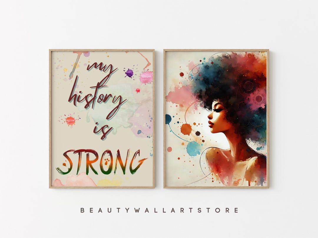 Set of 2 Black Woman Affirmations Wall Art, Inspirational Quotes Black ...