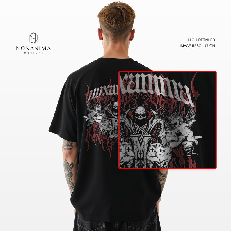 Oversize Black T-shirt Mockup Back View: 4K PSD, Streetwear Mockups ...