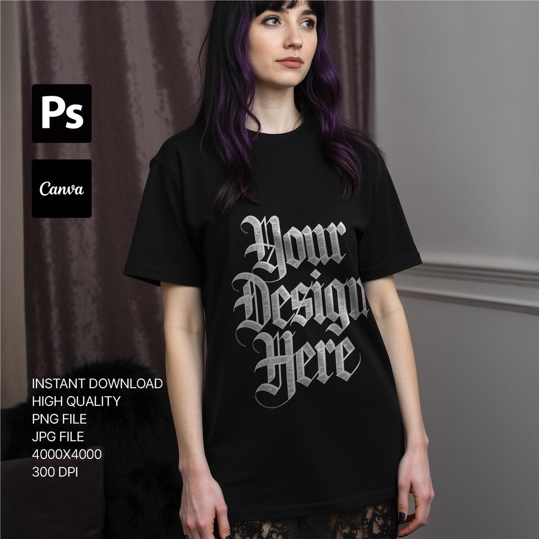 Goth T-shirt Mockup | Realistic Mockups, Psd Mockups, for Pod and Your ...