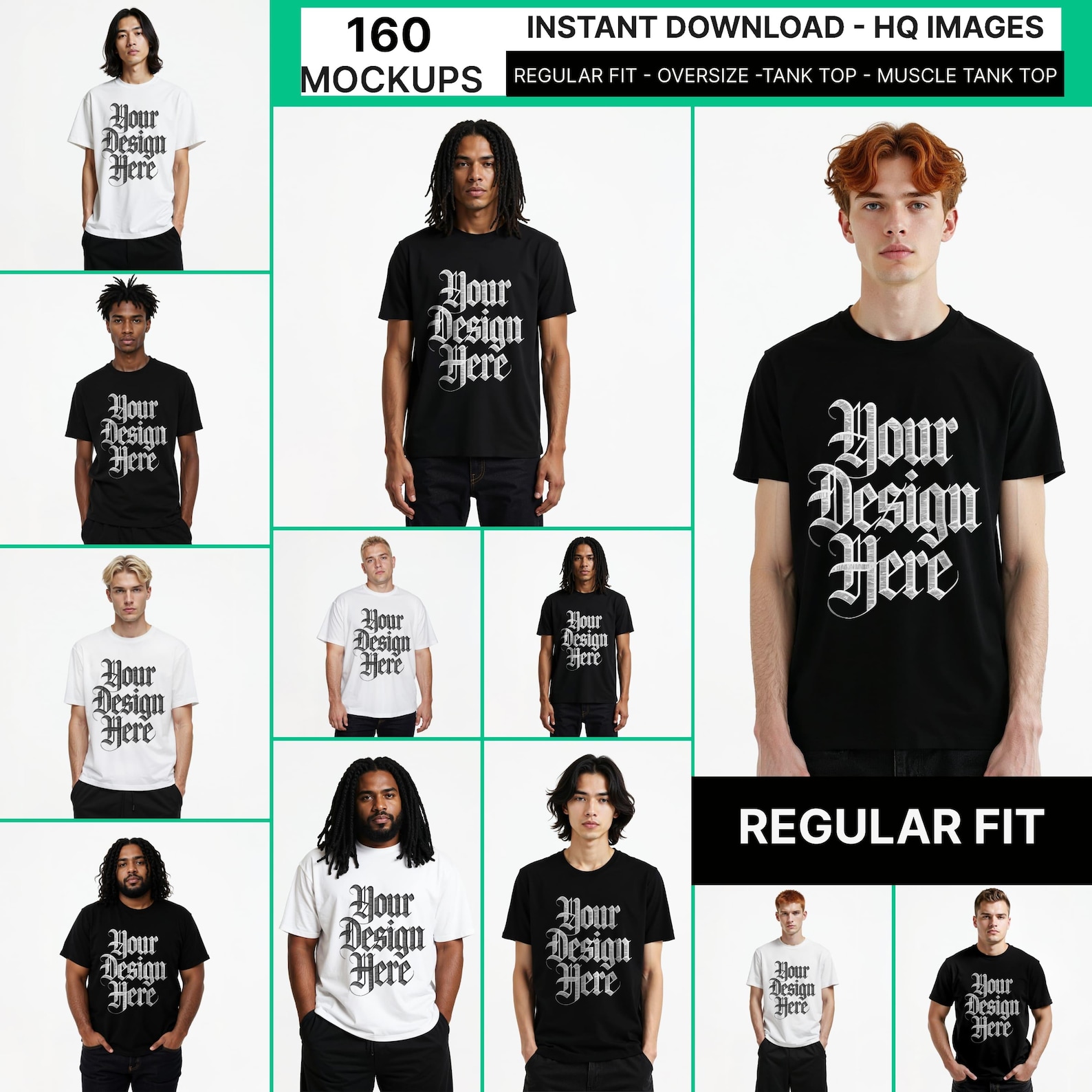 T-shirt Mockup Bundle 160 PSD, Oversize, Regular Fit, Tank T-shirt - Etsy