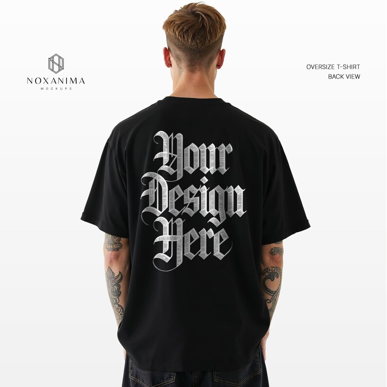 Oversize Black T-shirt Mockup Back View: 4K PSD, Streetwear Mockups ...