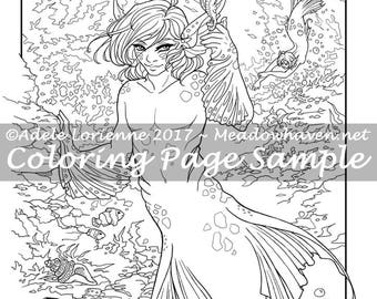 A Meadowhaven Fantasy Coloring Page Download: kitsune - Etsy