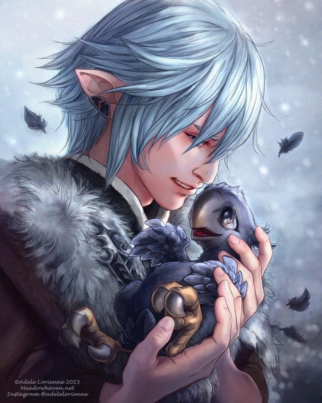 FFXIV "a Hero's Companion" Art Print Haurchefant Greystone With Chocobo ...