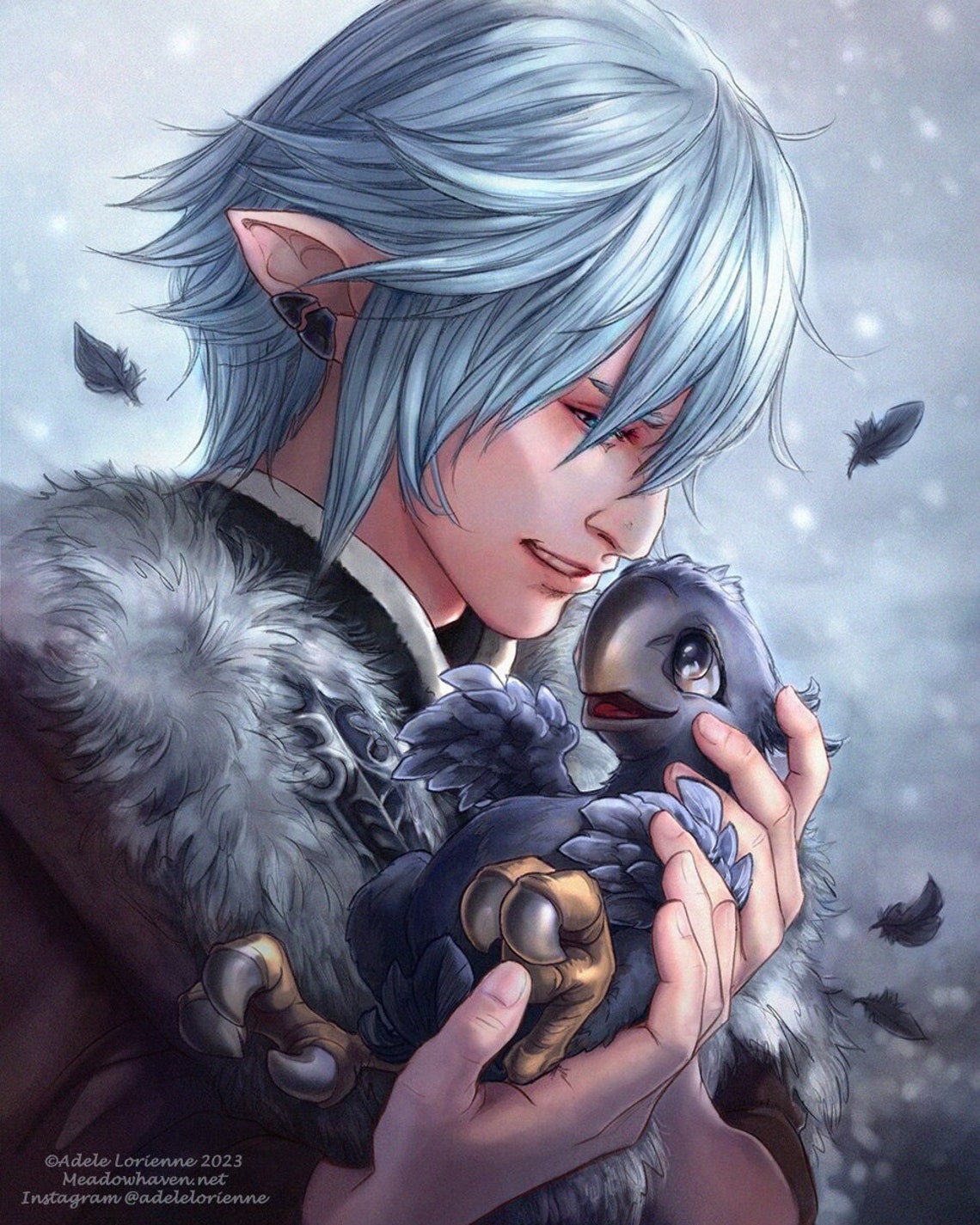 FFXIV "a Hero's Companion" Art Print Haurchefant Greystone With Chocobo ...