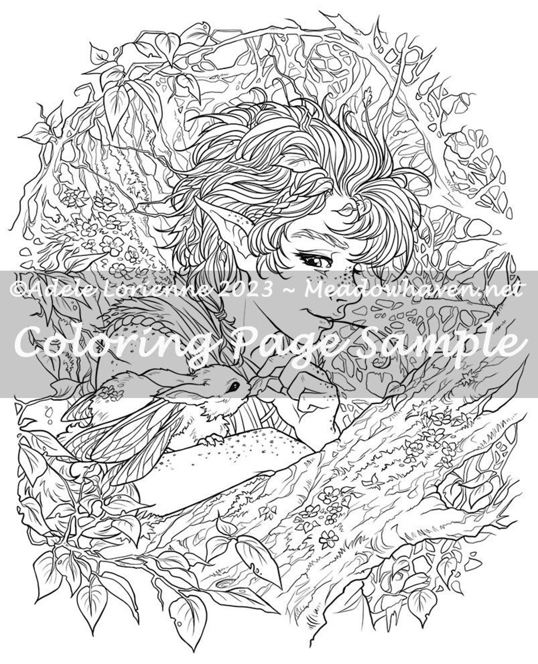 A Meadowhaven Fantasy Coloring Page Download: freckles - Etsy