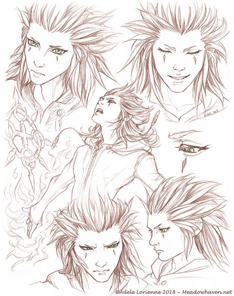Kingdom Hearts wildfire Axel Lea Pencil Sketchpage Art Print - Etsy